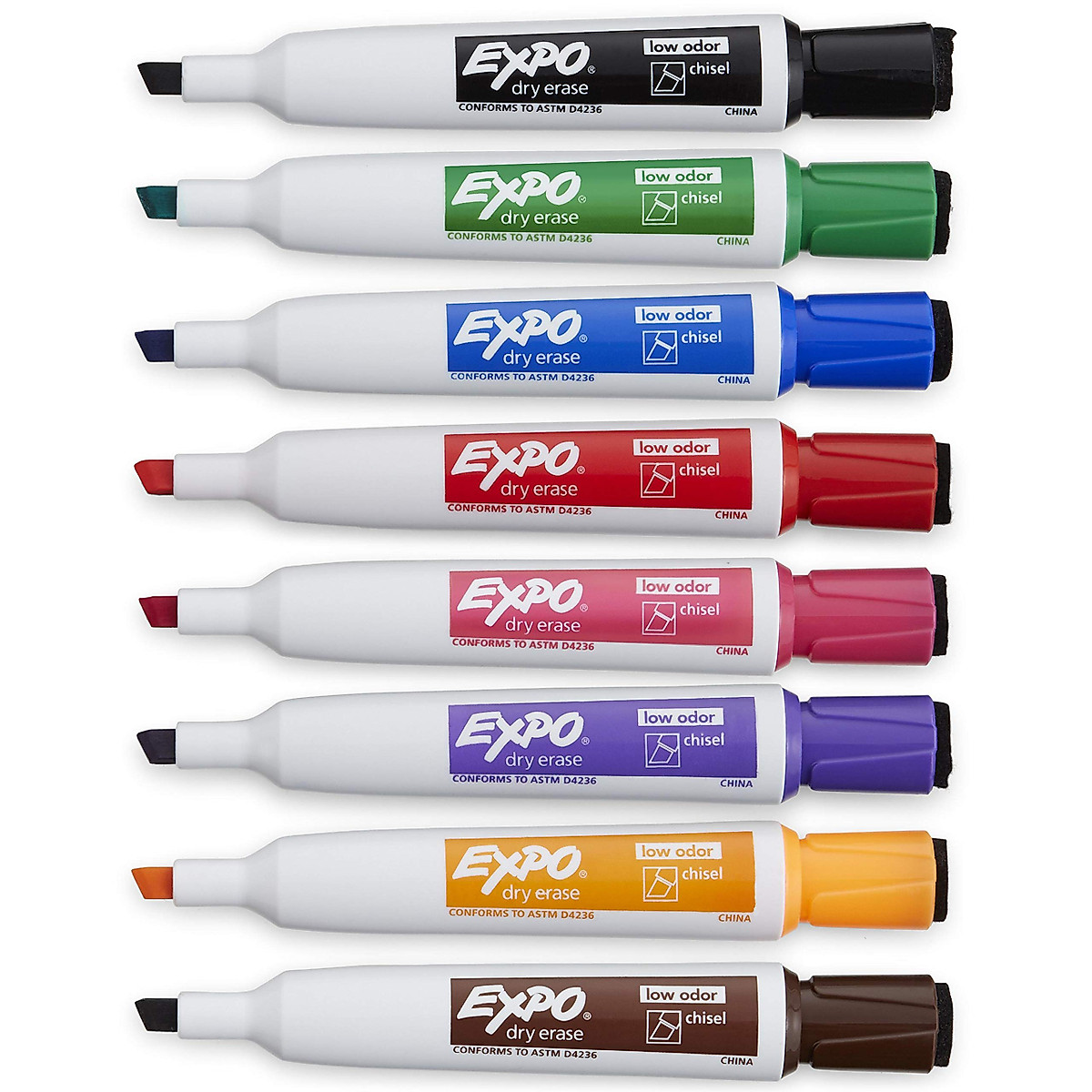 EXPO Magnetic Dry Erase Markers with Eraser, Chisel Tip, Assorted, 8 Count