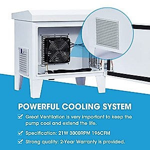 HQUA ASC01 Pond, Water Garden Weatherproof Outdoor Cabinet, Housing for Pond Aerator, Air Pump 19”W×14”D×18.5”H with 110V Cooling Fan, pre-Wired Outlet and 10’ 3-pin Plug Cord Included