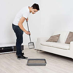 Acalu Cat Litter Scoop,Metal Long Handle Kitty Litter Scooper,Heavy Duty Cats Pooper for Litter Box Pet Poop Shovel 32inch