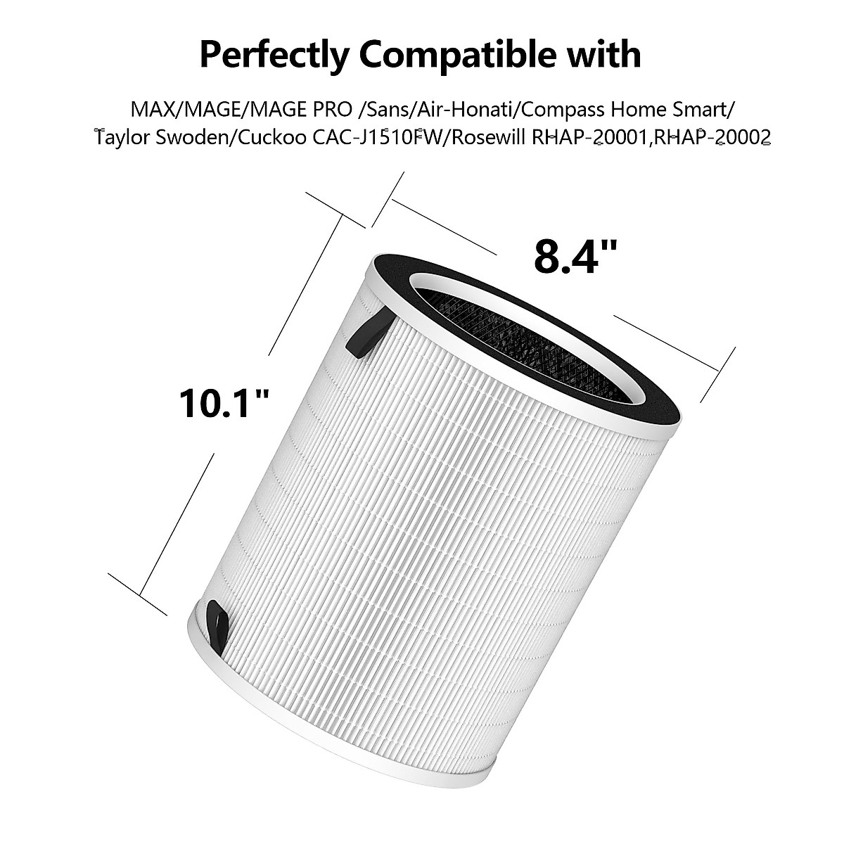 GoKBNY 1-PACK Max/Mage/Mage Pro Replacement Filter Compatible with MAX/MAGE/MAGE PRO Purifiers and Sans/Air-Honati/Compass Home Smart/Taylor Swoden/Cuckoo CAC-J1510FW/Rosewill RHAP-20001, 20002