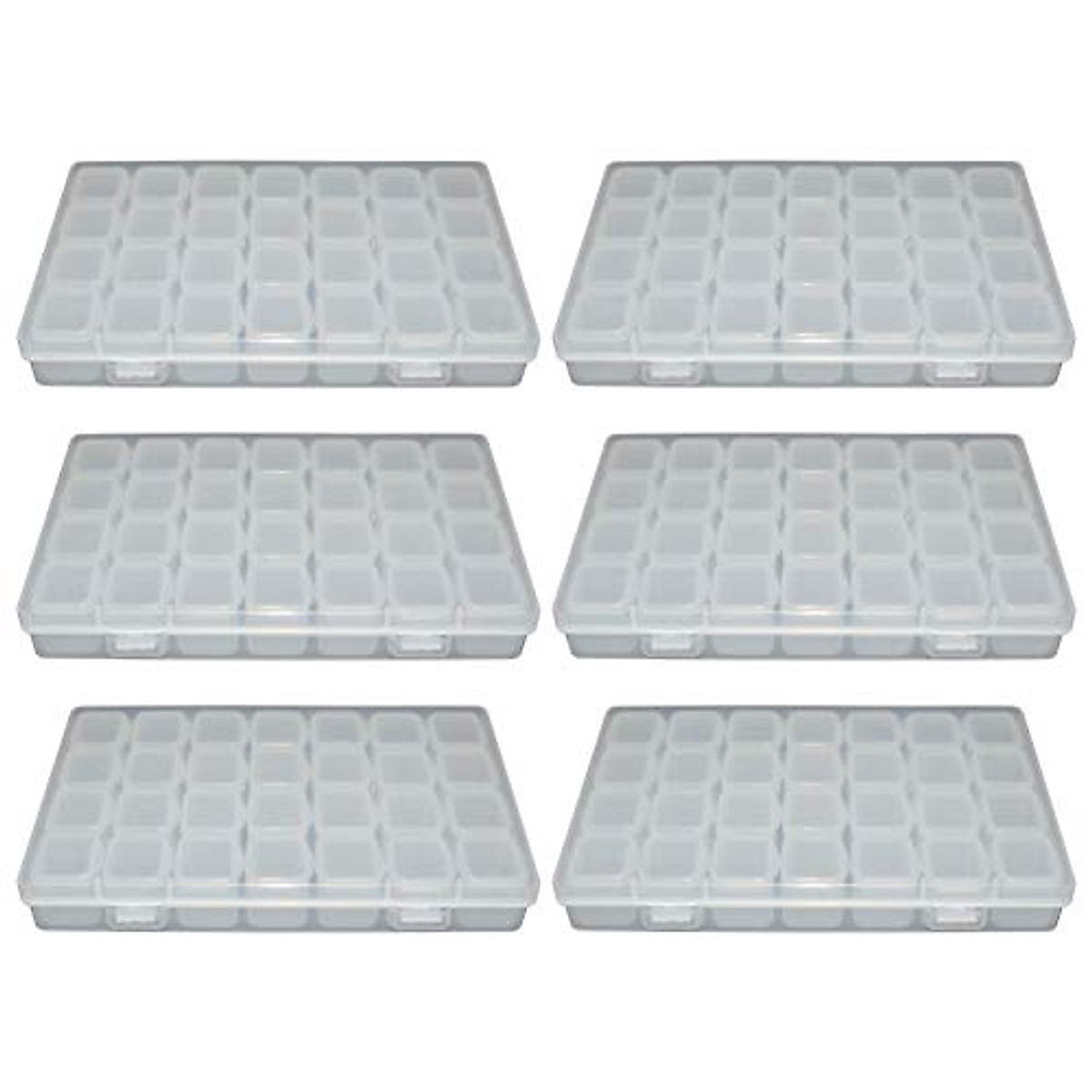 6 Pack Diamond Painting Storage Boxes, 28 Grids Per Case for a Total of 168 Snap to Close Compartments for Resin Diamonds, Beads, Nail Rhinestones, and More - SciencePurchase