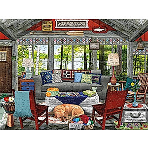 Ceaco - Tracy Flickinger - Lake Cabin - Oversized 300 Piece Jigsaw Puzzle, 24 x 18