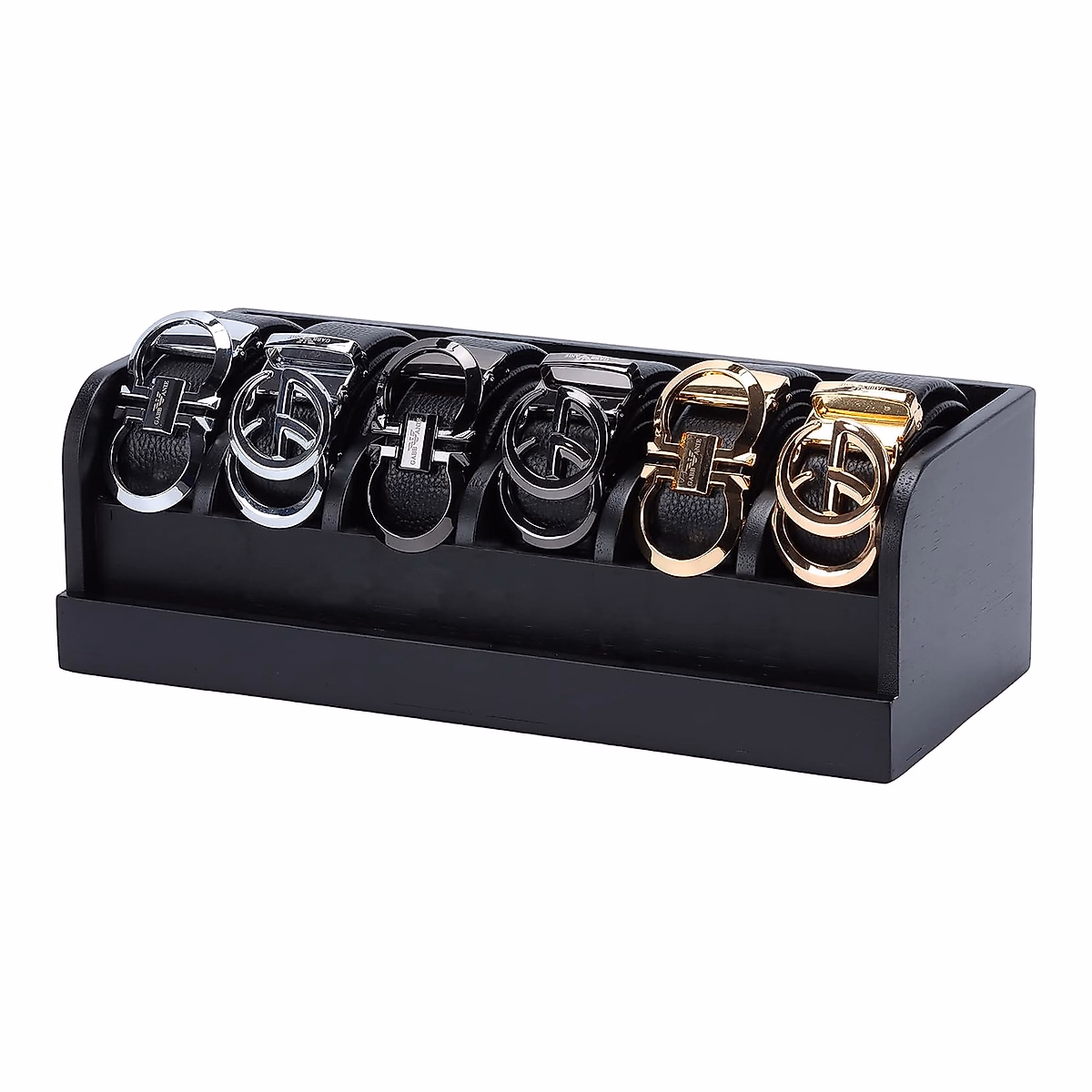 MinBoo Bamboo Belt Organizer Box,6 Grids Belt Rack for Closet and Drawer, Belt Storage Organizer and Displayer for Men Women