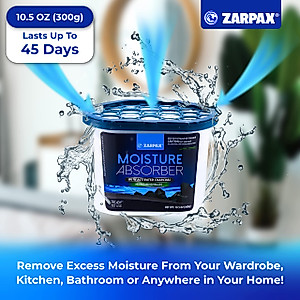 ZARPAX Moisture Absorber Activated Charcoal 10.6 oz/300g | Removes Moisture, Damp, Humidity & Odors | Odor Absorber | Moisture Trap for Bathroom, Closet, Kitchen & Small Spaces | Set of 4