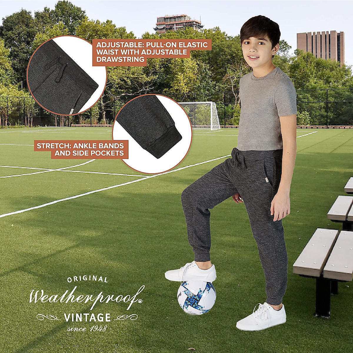 Weatherproof Vintage Boys' Jogger Pants - 4 Pack Soft Fleece Athletic Sweatpants for Boys - Boys Casual Track Joggers (4-20), Size 7, Asst3