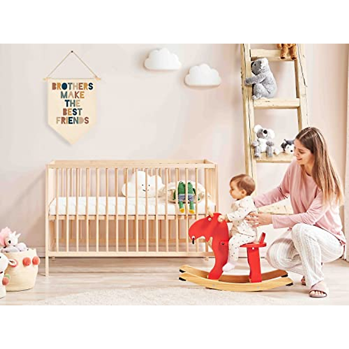 Brothers Make The Best Friends-Canvas Hanging Pennant Flag Banner Wall Sign Decor Gift for Nursery Bedroom Playroom Game Room Front Door Baby Kids Girl Boy Girl Teen-Birthday Christmas Gift