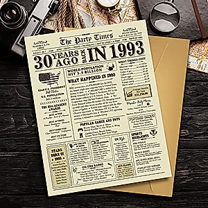 Ogeby Funny 30th Birthday Gifts for Women Men, Jumbo Back in 1993 Birthday Gifts Card, Vintage 30 Year Old Gifts for Son Daughter Sister Brother, Happy 30th Wedding Anniversary Cards Gifts