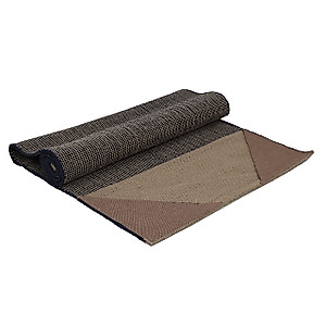 KD Yoga Rug Blanket Convert Plastic Yoga Mat to Eco Friendly 100% Cotton Gripping with Corner Pocket (Grey-Navy)