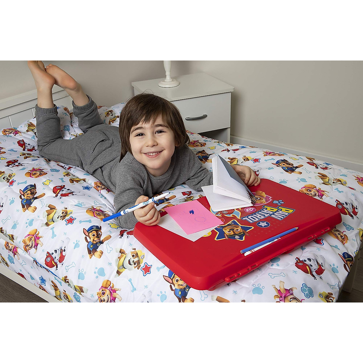 Paw Patrol Kids Lap Desk with Storage - Folding Lid and Collapsible Design - Portable for Travel or use in Bed at Home - Great for Writing, Reading or Other School Activities