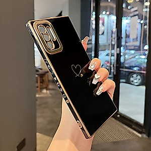 ZTOFEAR Compatible for Samsung Galaxy Note 10 Pro/Plus,Cute Plating Love Hearts Pattern Case with Camera Lens Protection,Soft TPU Bumper Electroplated Case for Girls Women,Black