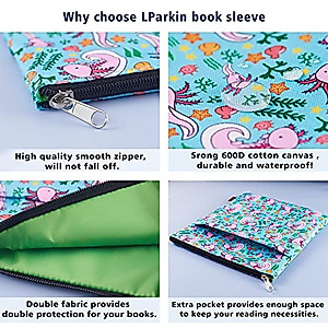 Axolotl Gifts Book Sleeve with Zipper and Front Pocket, Book Covers for Paperback, 11 x 8.5 Inch, Book Lovers Gifts