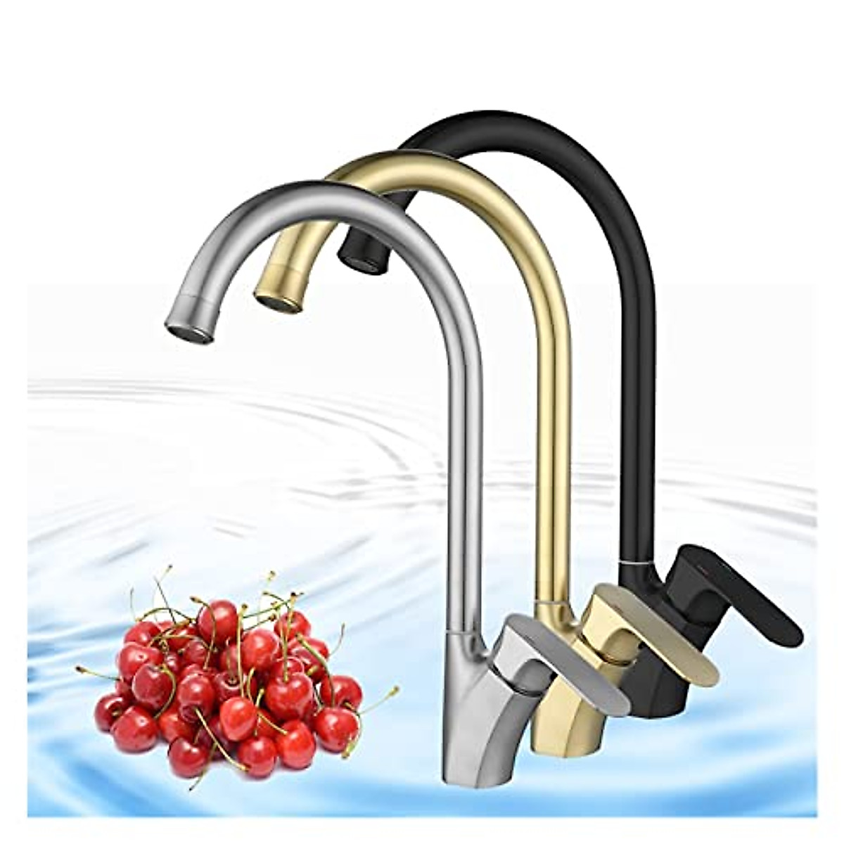 JEMITA Brushed Gold Kitchen Sink Faucet Single Handle Hot and Cold Water Mixer Tap 360 Degree Rotation Kitchen Sink Wash Basin Faucets (Color : 02)
