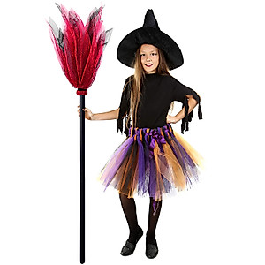 URATOT 2 Pieces Halloween Witch Broom Plastic Witch Broom Props Witch Broom Party Decoration for Halloween Costume Decoration