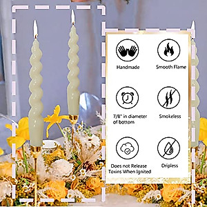 White Taper Candles Stick Spiral Twisted Candles H 7.5inch Wax Unscented White Dinner Candle Dripless for Home Decor, Relaxation & All Occasions(White)