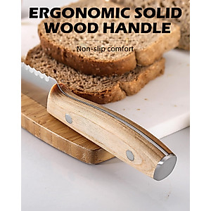 Hinye Bread Knife Professional Grade 8-Inch Serrated Edge Cake Knife, High Carbon Stainless Steel Bread Cutter for Homemade Bread (Autumn Yellow)