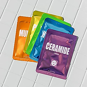LAPCOS Derma Care Sheet Mask Set, Daily Skincare Face Masks, Protect & Nourish for Glowing Skin, Korean Beauty Favorite, Variety 5-Pack