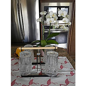 Cup Drying Rack Metal Drainer Holder Rack Cups Organizer with Wood Handle Bottle Drying Rack Dish Drying Rack