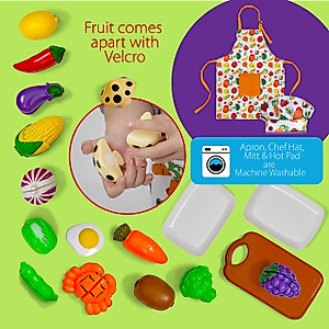Next Milestones Kids Kitchen Playset - Cooking Toys Kit for Pretend Play - Apron, Chef's Hat, Cookware, Utensils, Pans, Pots & Vegetables Included - Suitable for Children 3 Years & Up - 30-Piece Set