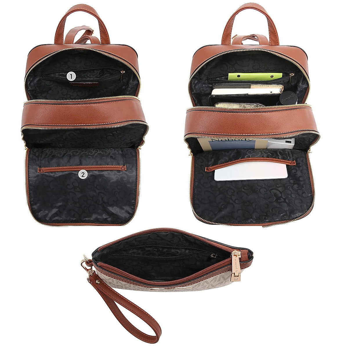 MKP Women Fashion Medium Backpack Purse (Beige and Beige)