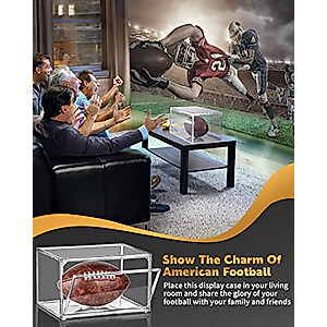 Football Display Case Full Size, Clear Acrylic Football Case Display Case with Magnetic Door and UV Protection, Professional Grade Stackable Football Display Box - 1 Pack
