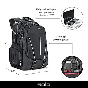 Solo New York Rival 17.3 Inch Laptop Backpack with Hardshell Side Pockets, Black