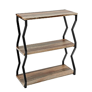 Danya B Rustic Industrial 3-Tier Zigzag Floating Wall Shelf GH20190 | Wall Mounted Shelf for Pictures, Decor, Art, Houseplants | Industrial, Rustic, Farmhouse Style
