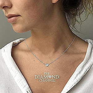 1/5 cttw AGS Certified Diamond Necklace for Women Brilliant-Cut Diamond Bezel-Set Necklace in White Gold (K-L Color, I2-I3 Clarity) - 16" 2" Extender