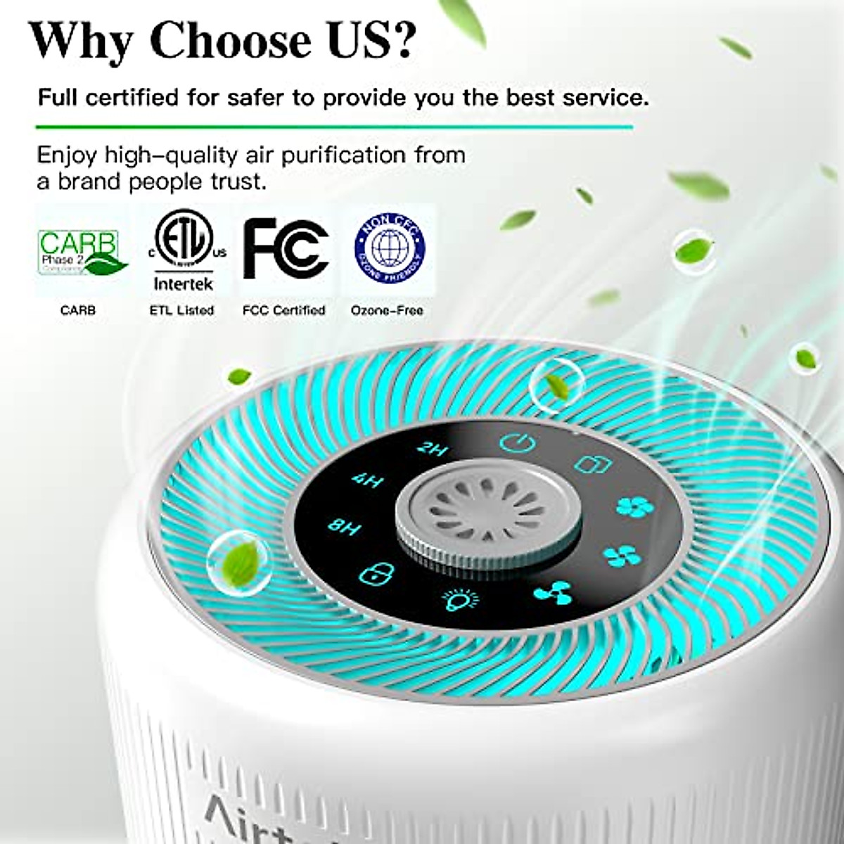 AIRTOK HEPA Air Purifier for Bedroom Home with Fragrance Sponges | 4-In-1 H13 True HEPA Air Filter for Smoke Dust Pollen Pet Dander Odors,99.97% Removal to 0.1 Microns | Ozone-Free, Night Light