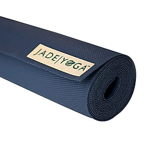 JadeYoga Voyager Yoga Mat - Lightweight & Portable Rubber Yoga Mat - Non-Slip Exercise Mat for Women & Men - Great for Yoga, Home Workout, Gym Fitness, Pilates, Stretching, & More (68" Midnight Blue)