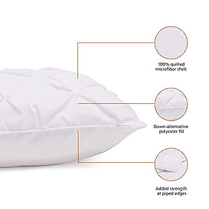 Amazon Basics All-Season Down-Alternative 3 Piece Comforter Bedding Set, Full/Queen, Bright White, Pinch-Pleat With Piped Edges