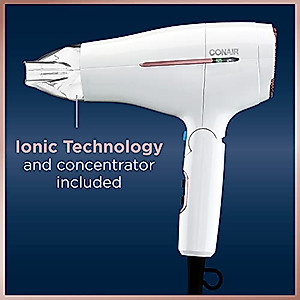 Conair Travel Hair Dryer, 1875W Worldwide Travel Hair Dryer with Smart Voltage Technology and Folding Handle
