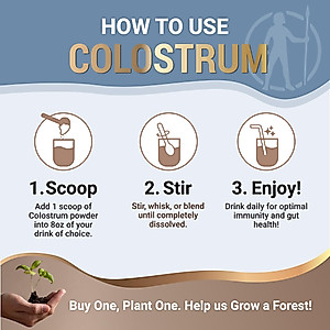 Grass Fed Colostrum Powder, Unflavored Bovine Colostrum for Humans, Colostrum Supplement Powder for Gut Health, Immune Support & Muscle Recovery, 120 grams, Colostrum Powder Grass Fed