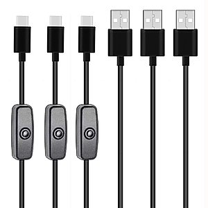 Type-C USB Cable for Raspberry Pi 4 B with ON/OFF Power Switch, Replacement for Raspberry Pi 4 B Power Supply Cord Pi Power Switch Cable 5V 3A-for Raspberry Pi & Arduino and other Devices（3-Pack）