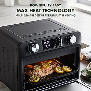 GreenPan Bistro Matte Black 9-in-1 Air Fry Oven, Nonstick Baking Pan, Stainless Steel Rack, and Basket, Fast Heating, Multifunction Presets, Cool-Touch Handle, PFAS-Free, Easy Cleanup Crumb Tray