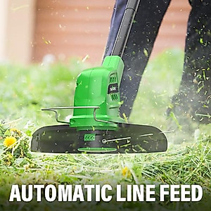 SOYUS Weed Wacker Battery Powered 10 Inch, String Trimmer Cordless with 2 Pcs 2.0Ah Batteries, Lightweight Edger Trimmer with 8 Pcs Replace Spool Trimmer Lines