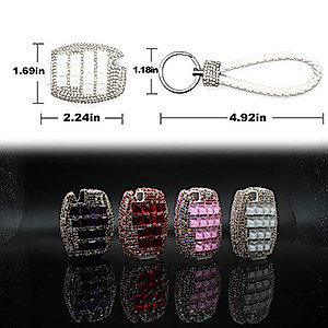 PGONE Car Key Case Key Shell Fob Key Cover Key Chain Lady Ring with Bling Rhinestones crystals For Mercedes-Benz C E S M CLS CLK GLK GL Class 2/3-button Keyless Entry Remote Control Smart Key (White)