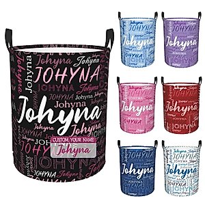 Custom Laundry Basket with Name, Personalzied Name Waterproof Laundry Hamper with Handles, Customized Dirty Clothes Storage Basket for Bathroom Bedroom