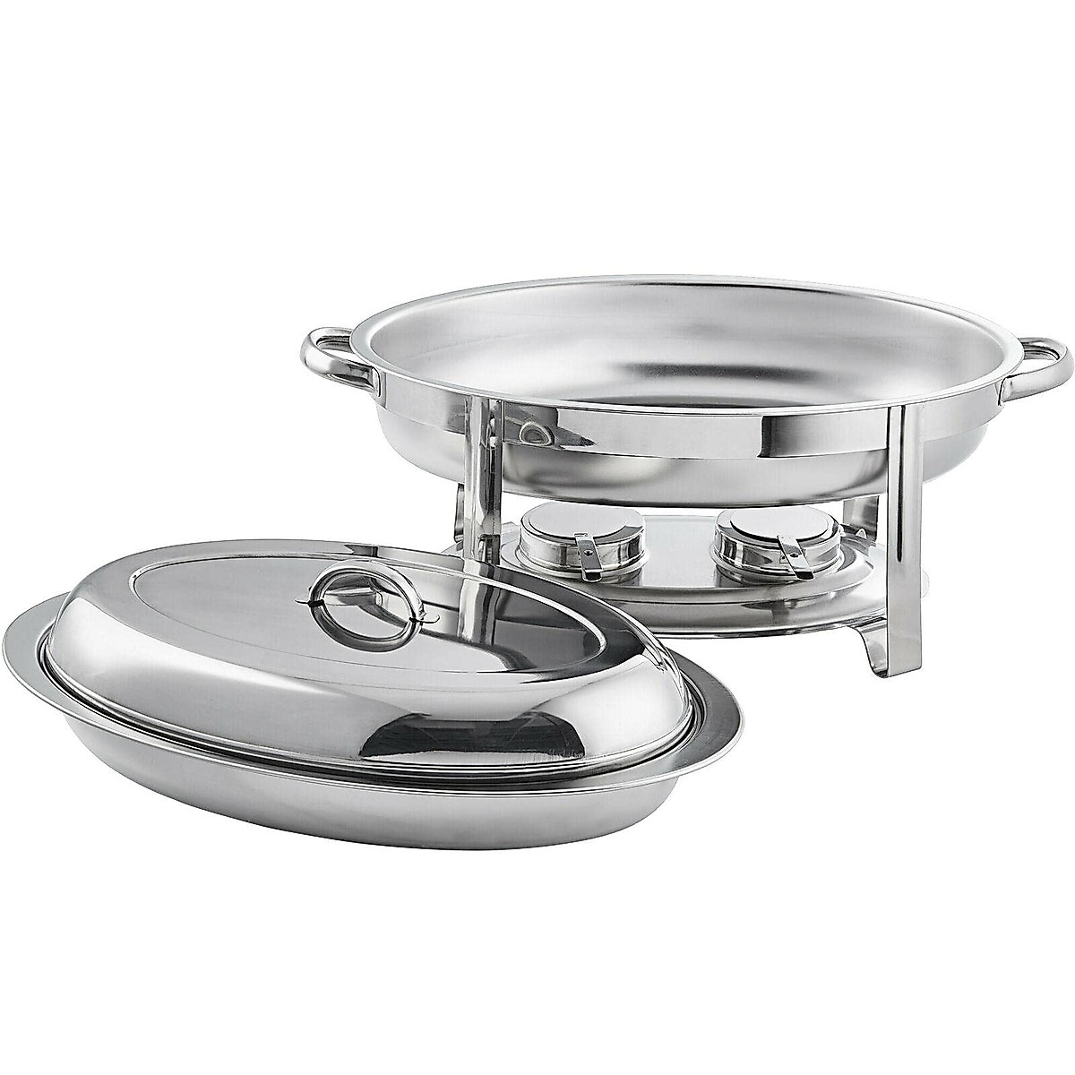 6 Qt. Oval 23 Size Stainless Steel Chrome Accent Chafer Chafing Dish Food warmer buffet set servers and warmers for parties dishes warmers, Silver, (4630246)