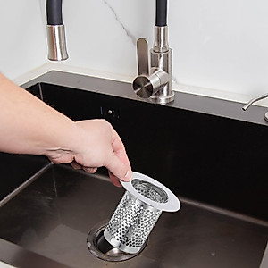 uxcell 2 Pack Shower Drain Strainer, 2" x 2.2" Stainless Steel Floor Drain Strainer Deep Sink Hair Catcher for Kitchen Bathroom Balcony Floor Drain, Fit Hole Size from 1.38" to 2.17"