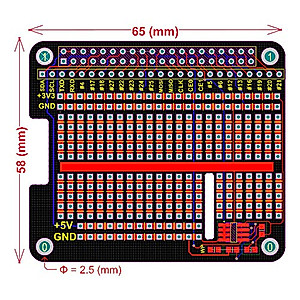 GeeekPi 4X Prototype Breakout DIY Breadboard PCB Shield Board Kit for Raspberry Pi 4 3 2 B+ A+ (Red)