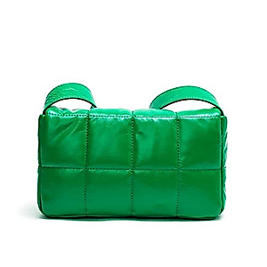 EvaLuLu Genuine Leather Crossbody Bag for Womens Quilted Shoulder Handbag (Green Leather)