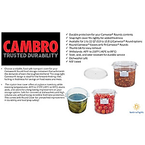 Food storage containers ,storage containers is Cambro 6 Qt. Clear Round Polycarbonate With Matching Lid,Virtually Unbreakable,Stain-resistant,Includes BETRULIGHT Fridge Decal