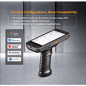Android Handheld Data Terminal Mobile Computer with 1D & 2D PDF417 Barcode Scanner 3G 4G WiFi BT GPS, Ergonomic Pistol Grip for Warehouse Inventory