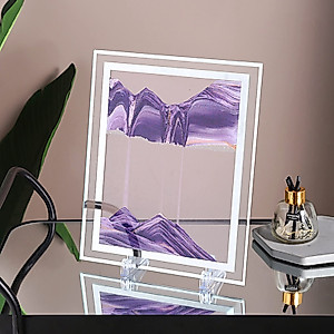 TONGMAN 7" Moving Sand Picture,Square Glass Sand Painting 3D Sea Sand Landscape Flowing Sand Frame,Home Office Work Decoration Desktop Art Toy Decorative Gift (Purple)