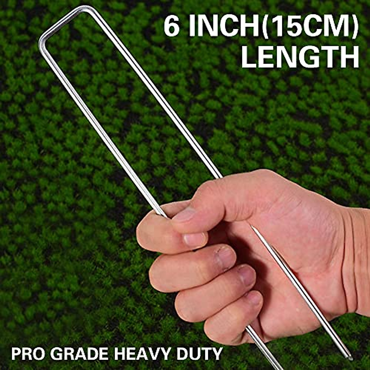 Bakulyor 200Pcs Landscape Staples + 200Pcs Gasket, 6 Inch Garden Stakes Staples 11 Gauge U Shaped Galvanized Lawn Landscape Pins, Heavy Duty Yard Ground Pin for Weed Barrier Sod Fabric Decorations