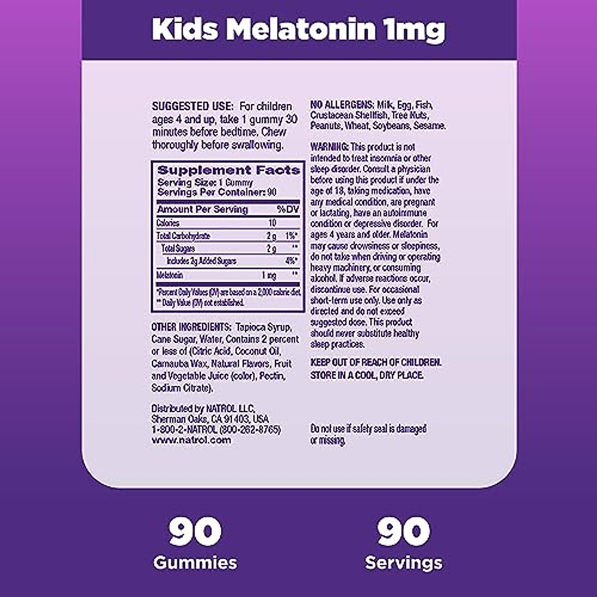 Natrol Kids Melatonin 1mg, Supplement for Restful Sleep, Sleep Gummies for Children, 90 Raspberry-Flavored Melatonin Gummies, 90 Day Supply