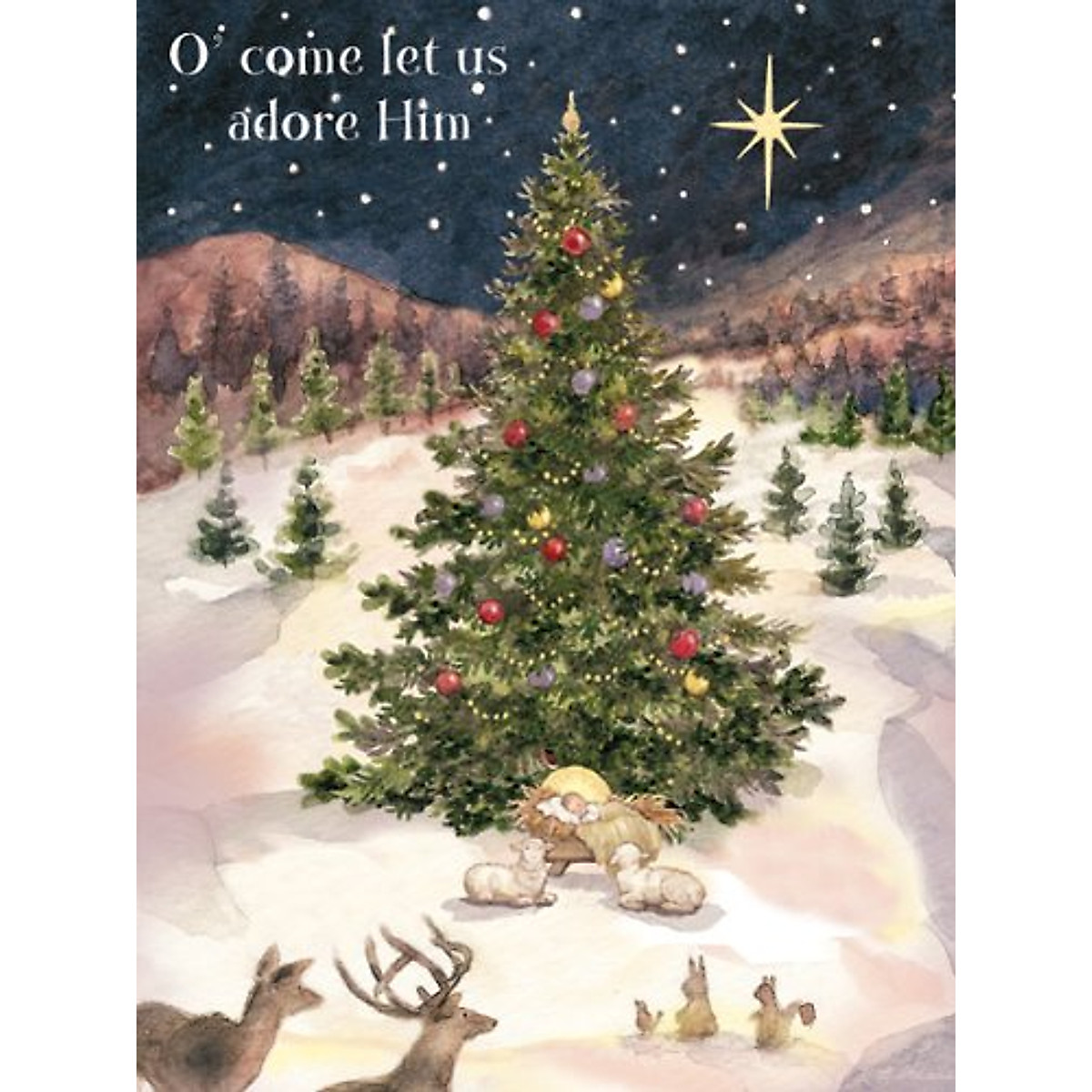 LANG - "Let Us Adore Him", Boxed Christmas Cards, Artwork by Betty Whiteaker" - 18 Cards, 19 envelopes - 5.375" x 6.875"