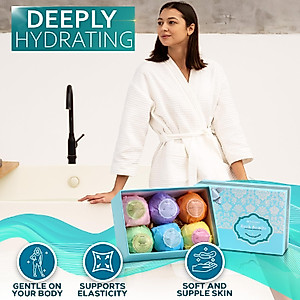 Bath Bombs Ultra Lux Gift Set - 6 XXL Fizzies with Natural Dead Sea Salt Cocoa and Shea Essential Oils - Best Gift Idea for Birthday, Mom, Girl, Him, Kids - Add to Bath Basket