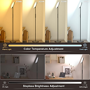 Floor Lamp, 2400LM Bright LED Torchiere Floor Lamp with Stepless Dimmable 4 Color Temperatures, Tall Standing Room Lamp with Remote & Touch Control, LED Floor Lamps for Living Room Bedroom Office