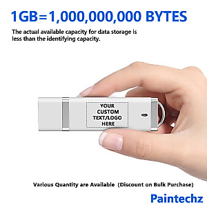 Paintechz Custom Classic USB Flash Drives 50 Pack, Personalized Logo Bulk - as Corporate Gifts and Promotional Giveaways - 512MB